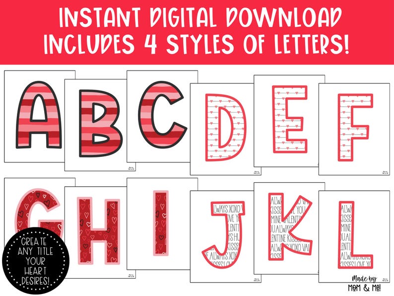 Valentine’s Day Bulletin Board Letters, February Classroom Decor ...