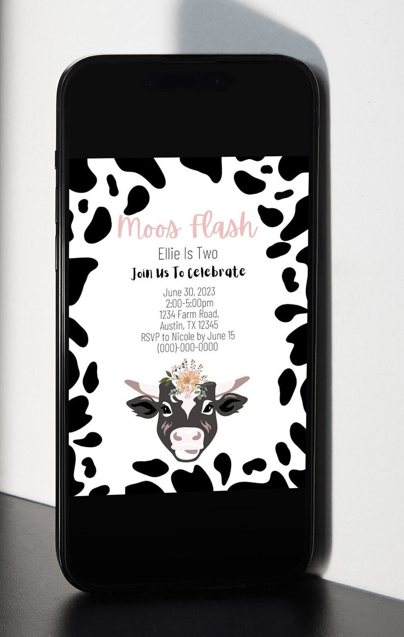 Cow Theme Birthday Invitation, Farm Theme Birthday Party Invite, Boy or ...