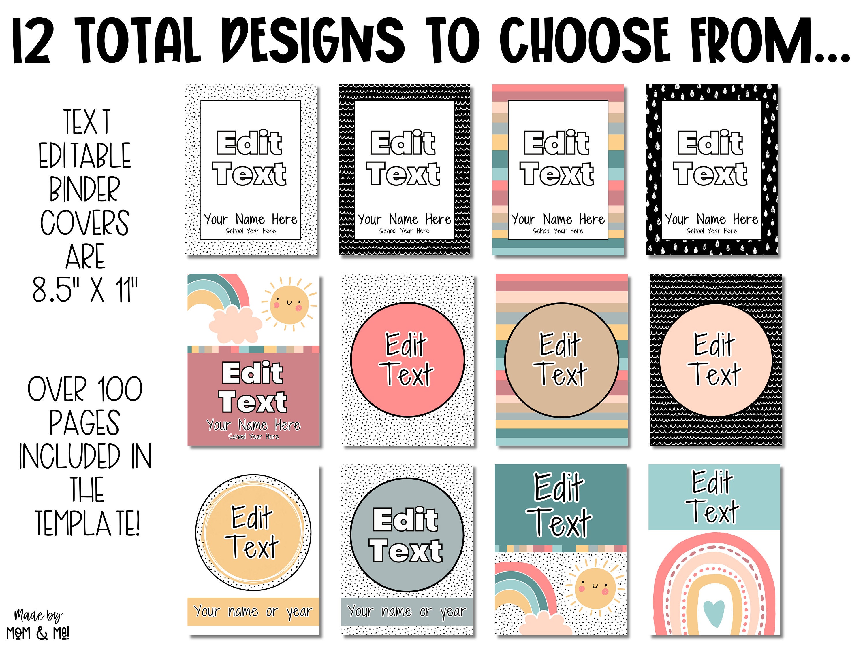Editable Binder Covers & Spines, Boho Classroom Decor, Printable ...