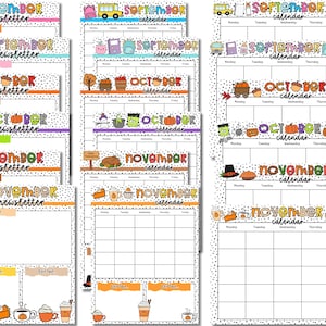 Newsletter Template and Monthly Calendars for the Entire Year ...