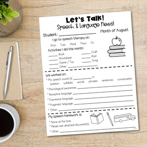 Speech Therapy Printable Newsletters, SLP or SLPA Parent Note ...