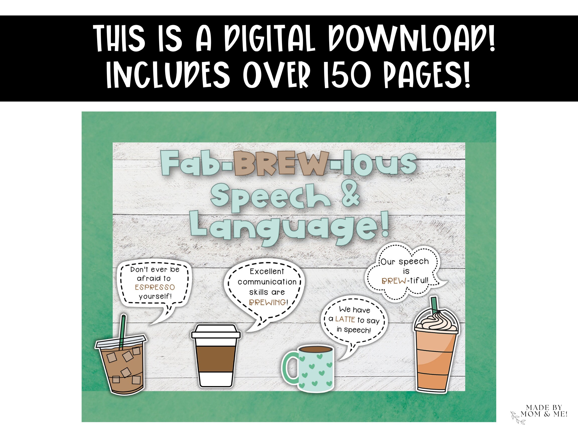 Speech Therapy Room Decor, Bulletin Board Kit, Coffee Theme, Instant ...