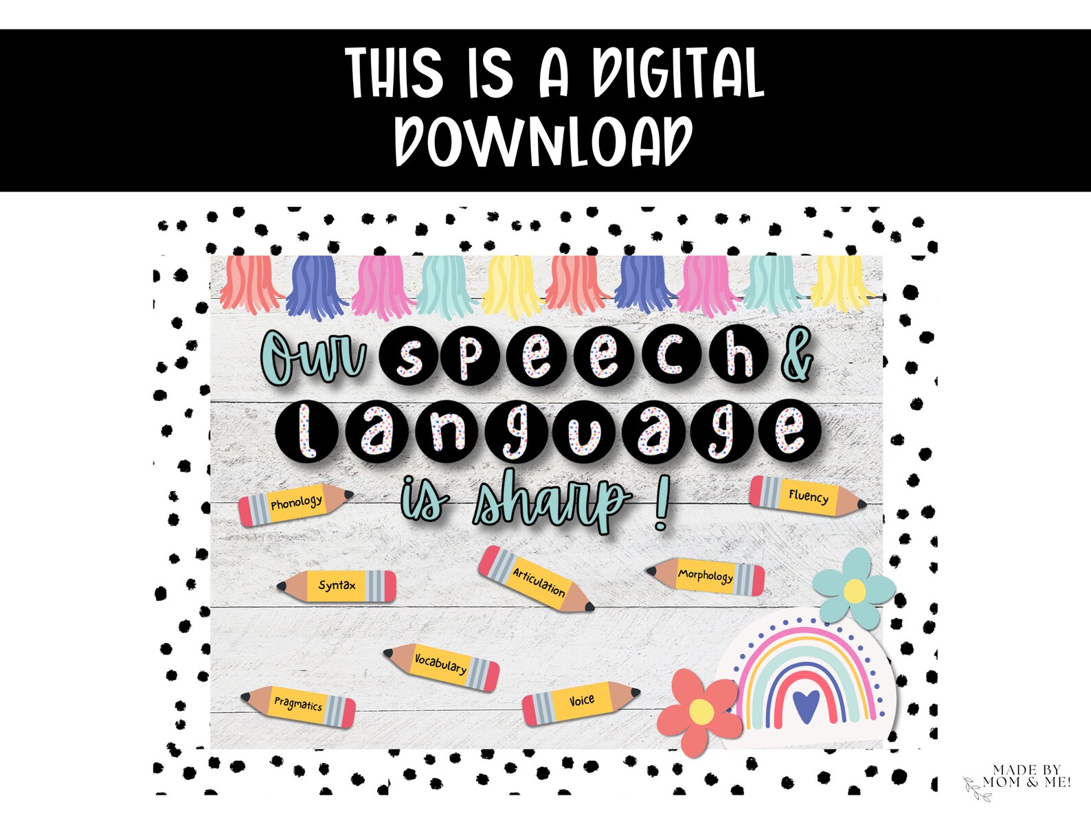 Speech Therapy Room Decor Bulletin Board Kit Boho Rainbows - Etsy