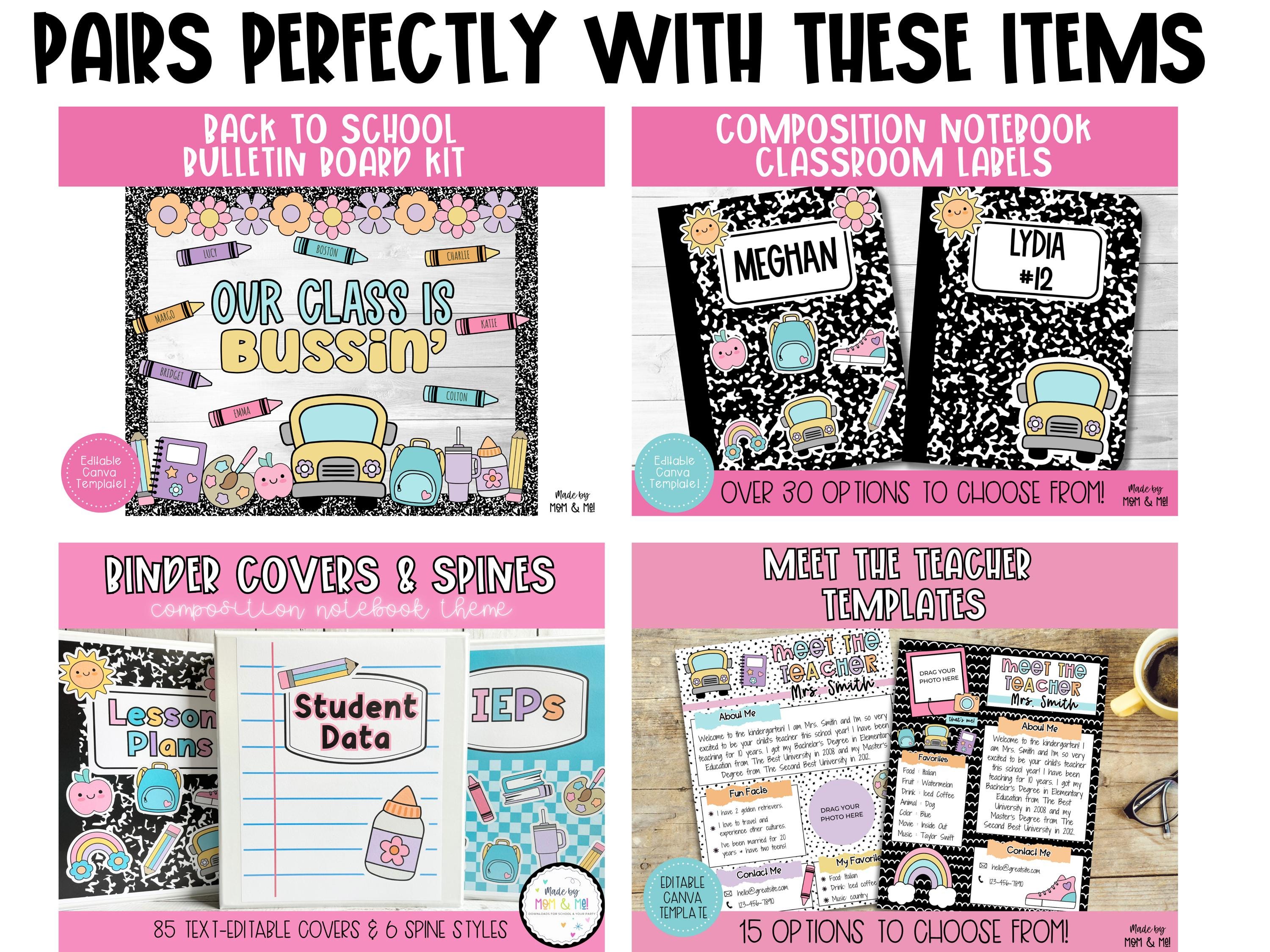 Pastel Composition Notebook Alphabet Letters, Bulletin Board Classroom ...