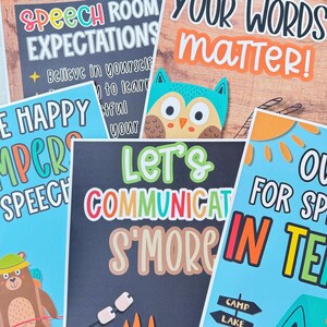 Speech Therapy Room Decor, Camping Theme Bulletin Board Poster, SLP ...