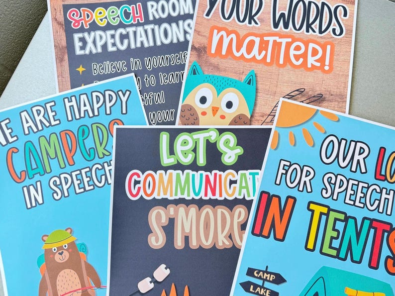 Speech Therapy Room Decor, Camping Theme Bulletin Board Poster, SLP ...