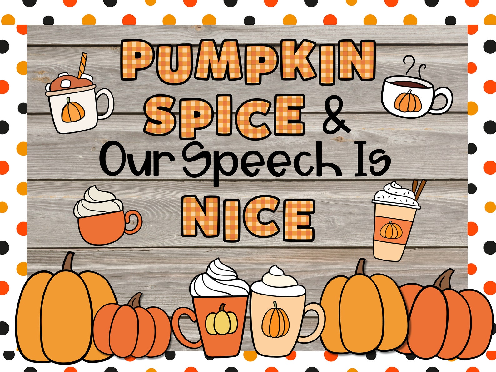 Speech Therapy Bulletin Board, Pumpkin Spice, Therapy Office Decor, SLP ...