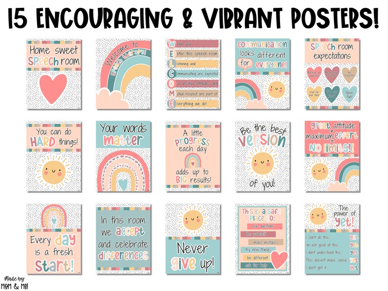 SLP Therapy Office Decor, Speech Therapy Posters, Boho Rainbow ...