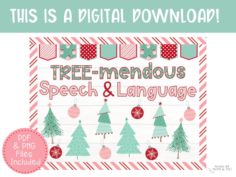 Speech Therapy Room Decor, Christmas Bulletin Board Kit, Speech ...