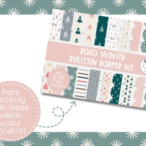 Winter Bulletin Board Kit, January Bulletin Board, Boho Classroom Decor ...