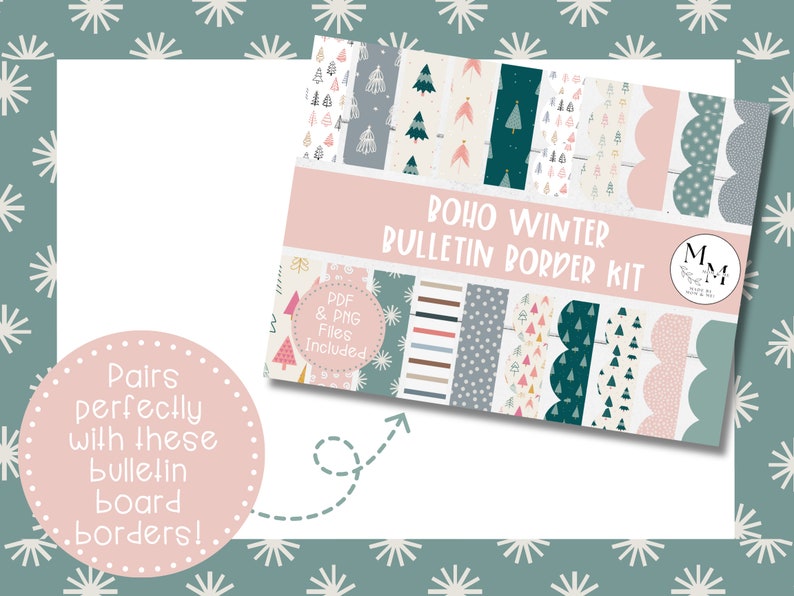 Winter Bulletin Board Kit, January Bulletin Board, Boho Classroom Decor ...