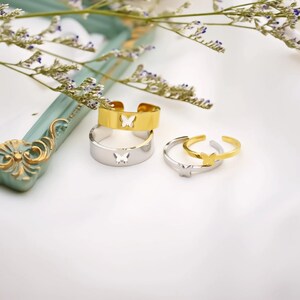 Butterfly Ring Set 2-piece Matching Set Layering Personality Butterfly ...