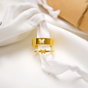 Butterfly Ring Set 2-piece Matching Set Layering Personality Butterfly ...