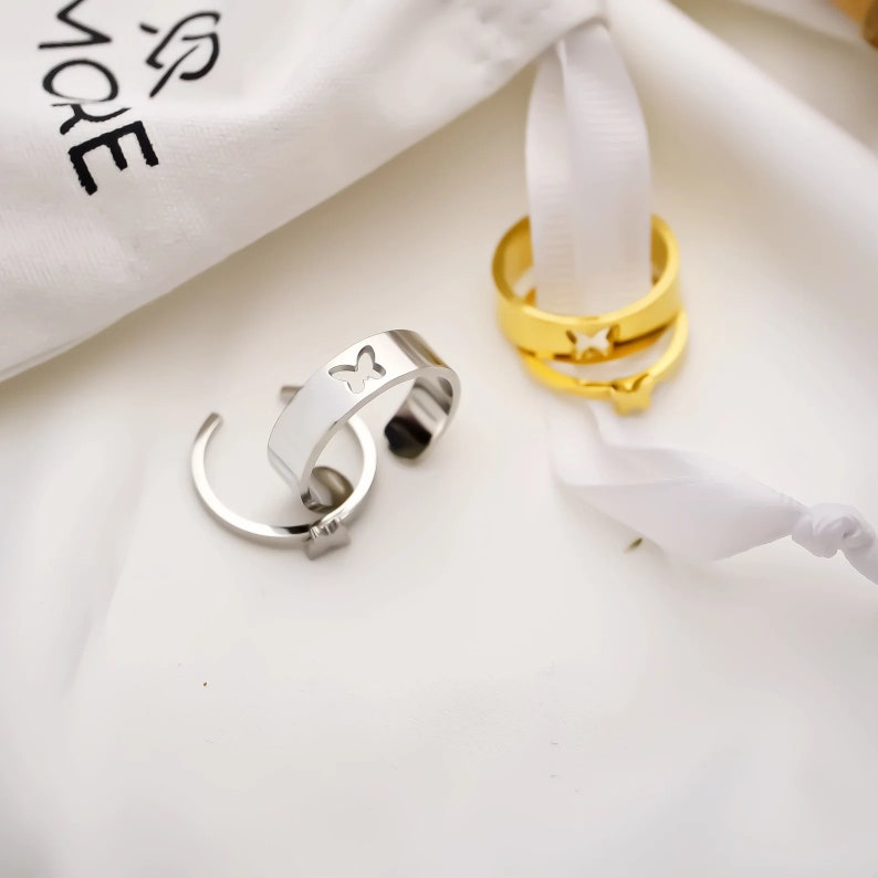 Butterfly Ring Set 2-piece Matching Set Layering Personality Butterfly ...
