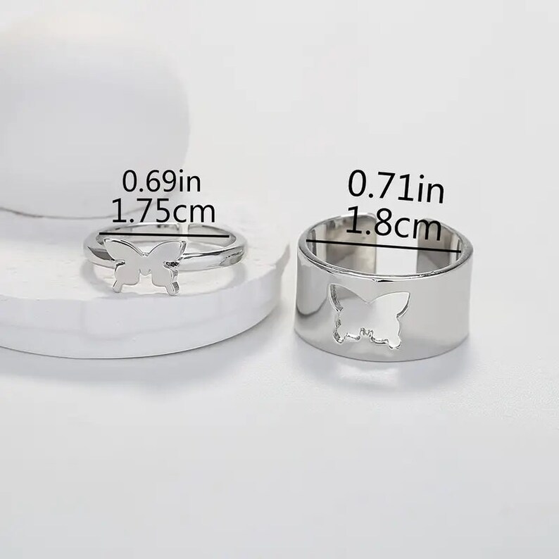 Butterfly Ring Set 2-piece Matching Set Layering Personality Butterfly ...