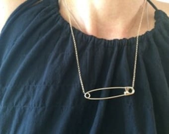 Diamond Safety Pin Necklace - Etsy