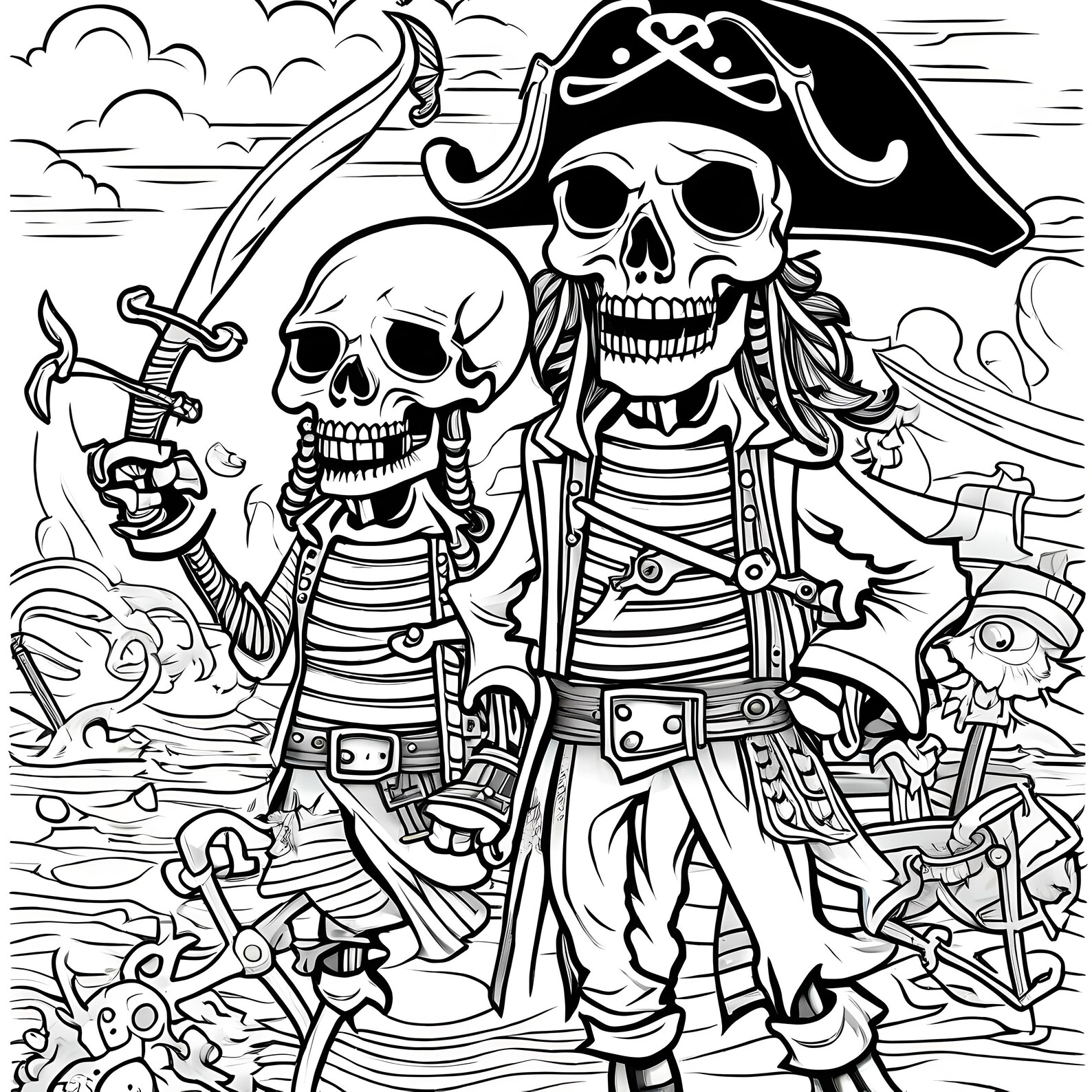Pirate Treasure Hunt Coloring Pages for Boys 28 Pages Pirates Coloring ...