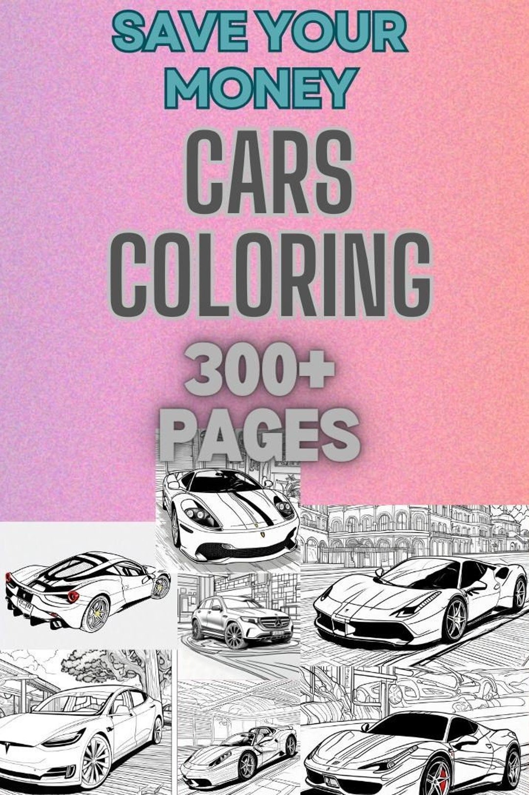 Cars Printable Coloring Book Pages Bundle, Printable Coloring Pages ...