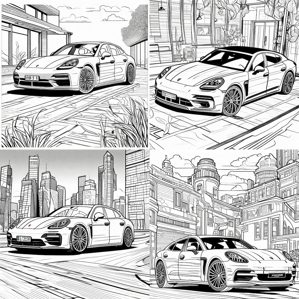 Porsche Coloring Pages 59 Pages - Etsy