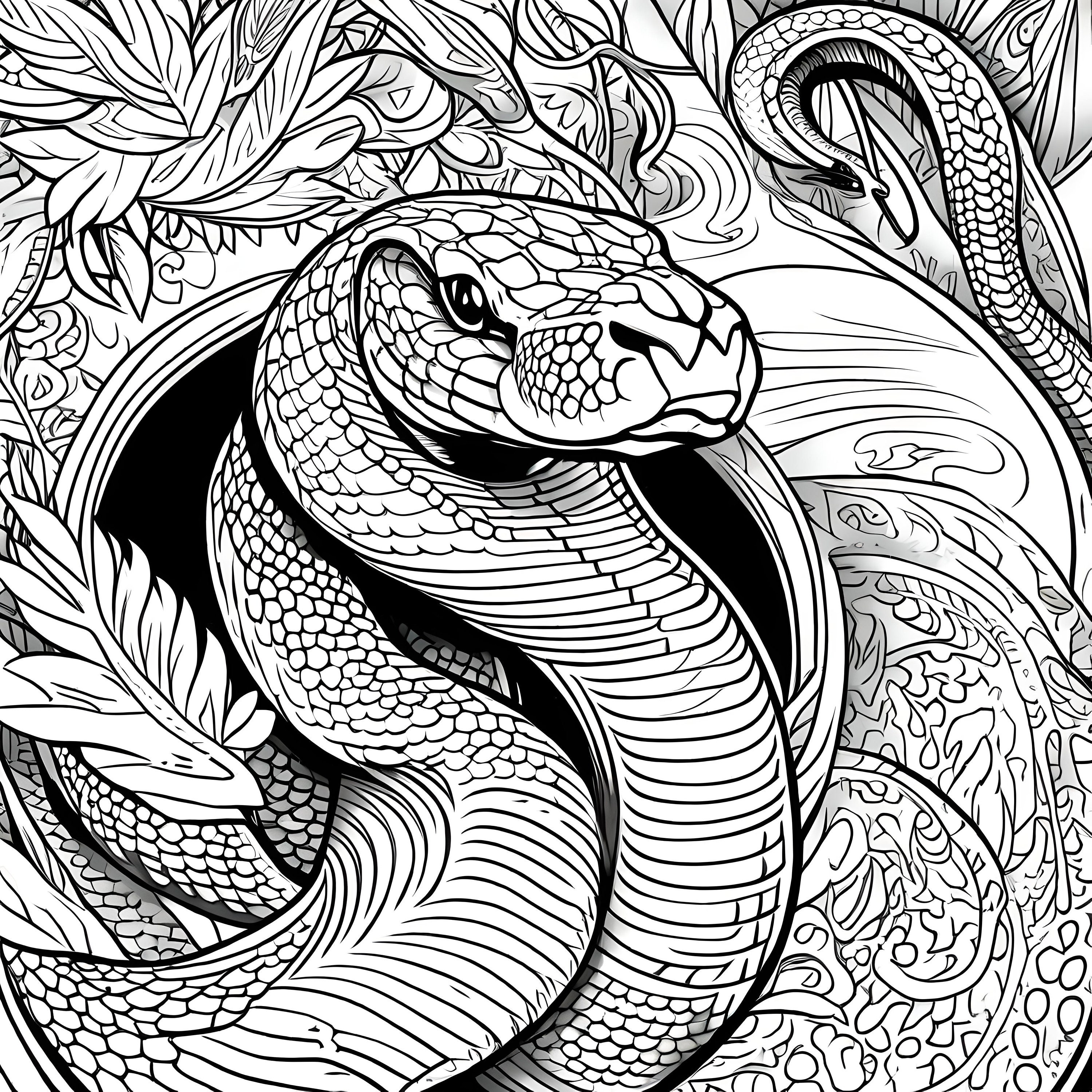 Snake Coloring Page 12 Pages King Cobra, Boa, Black Mamba, Anaconda - Etsy
