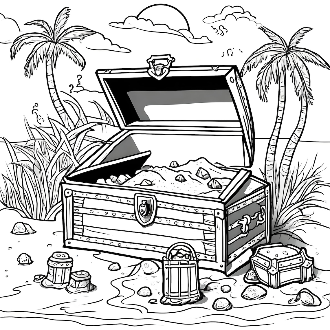 Pirate Treasure Hunt Coloring Pages for Boys 28 Pages Pirates Coloring ...