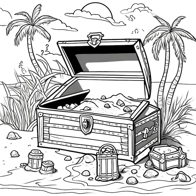 Pirate Treasure Hunt Coloring Pages for Boys 28 Pages Pirates Coloring ...