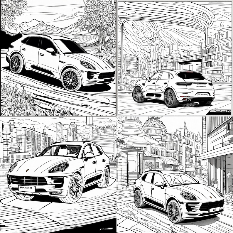 Porsche Coloring Pages 59 Pages - Etsy