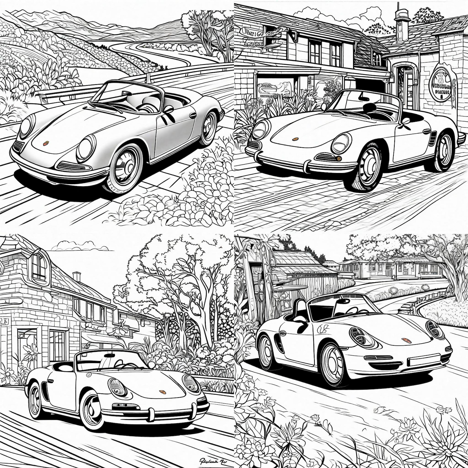 Porsche Coloring Pages 59 Pages - Etsy