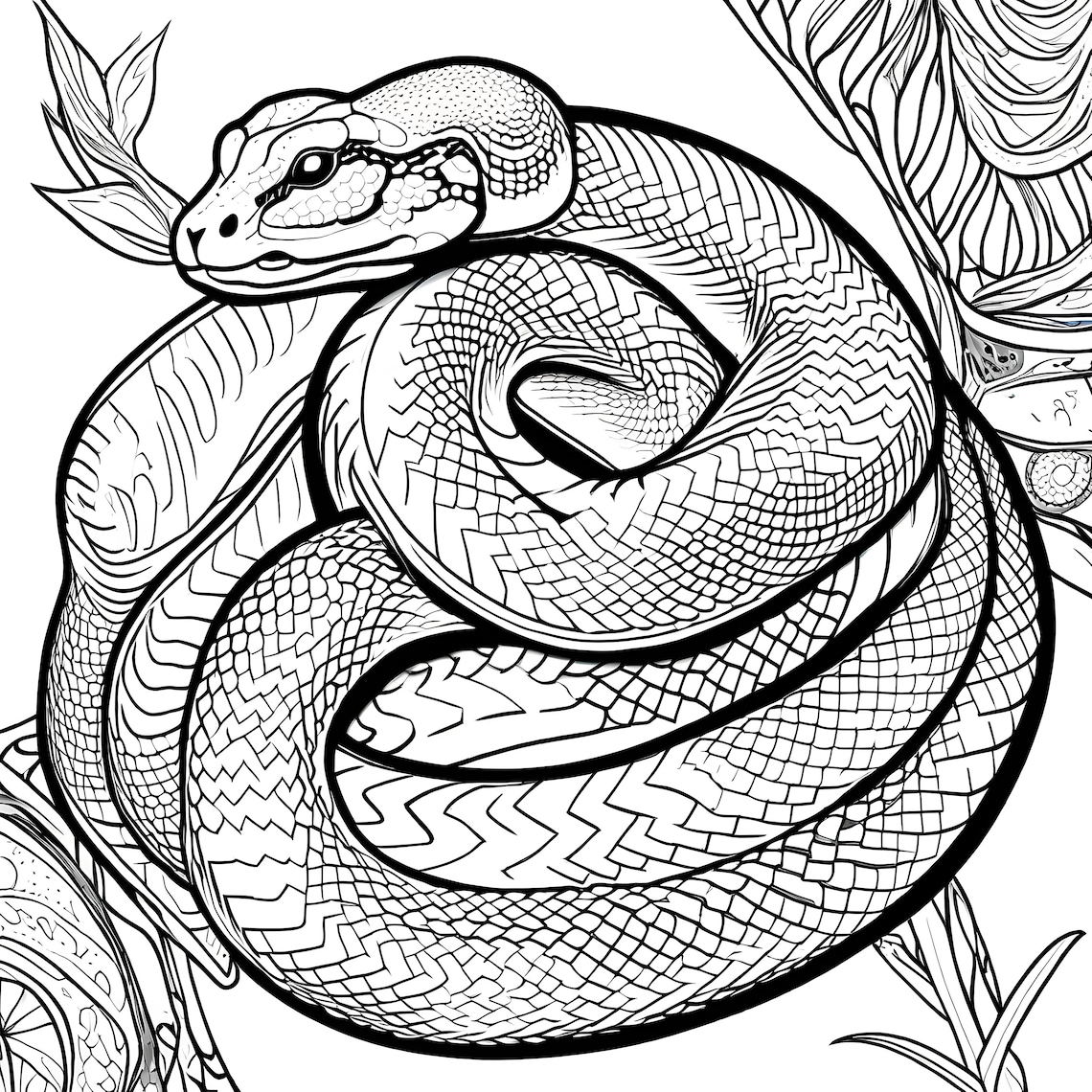 Snake Coloring Page 12 Pages King Cobra, Boa, Black Mamba, Anaconda - Etsy