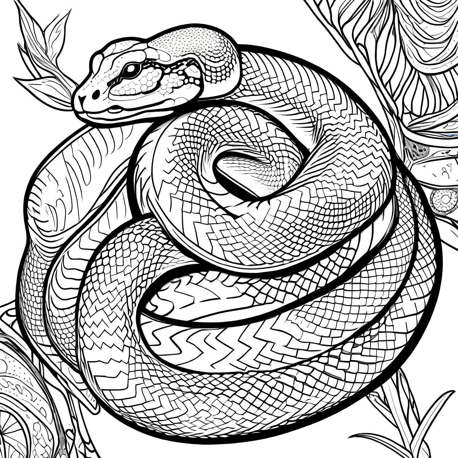 Snake Coloring Page 12 Pages King Cobra, Boa, Black Mamba, Anaconda - Etsy