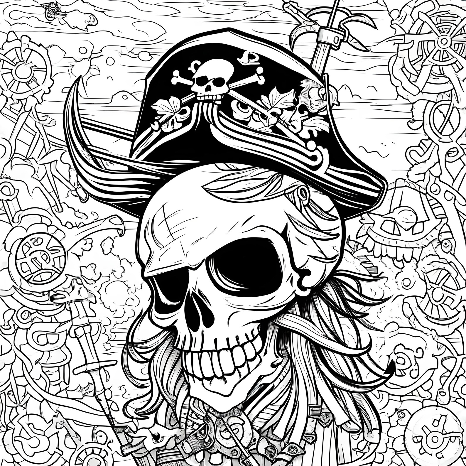 Pirate Treasure Hunt Coloring Pages for Boys 28 Pages Pirates Coloring ...