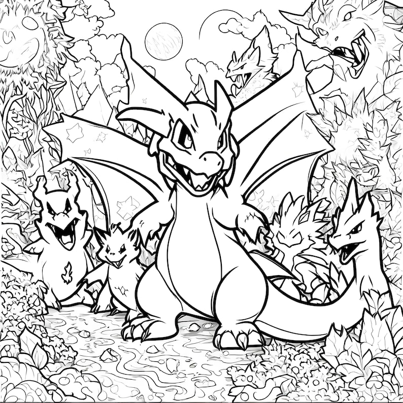 Charizard Coloring Page 20 Pages - Etsy