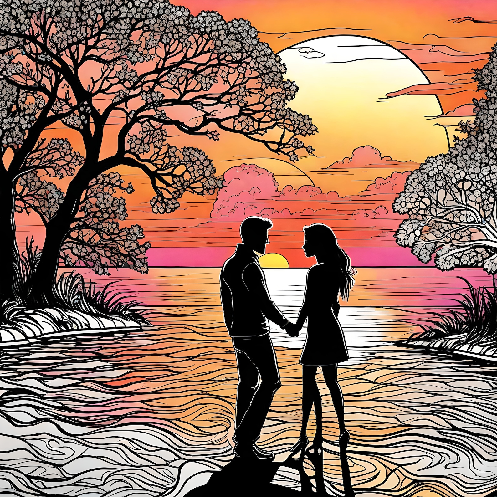 Valentine Day Coloring Pages Couple Coloring Pages 26 TOP Pages LOVE ...