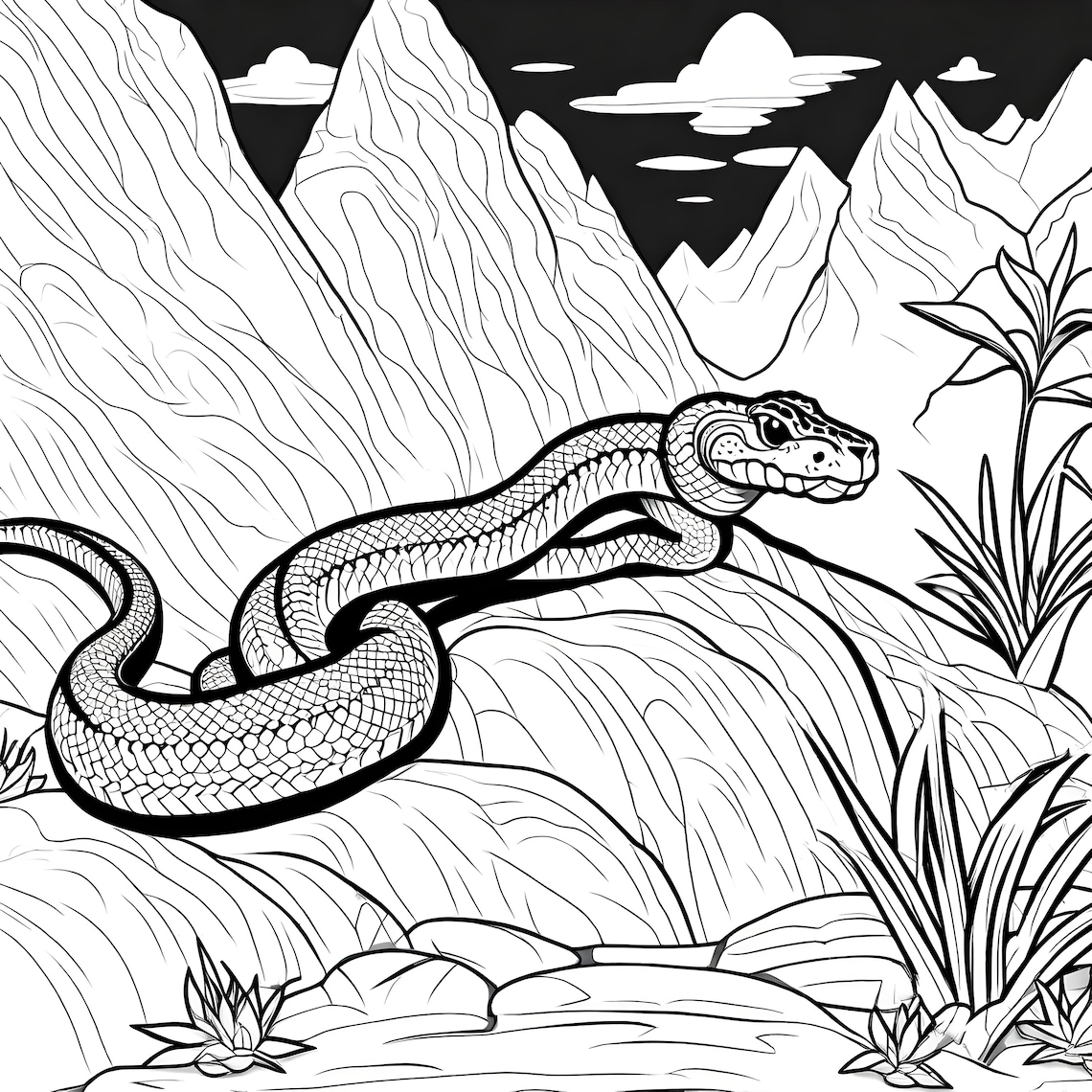 Snake Coloring Page 12 Pages King Cobra, Boa, Black Mamba, Anaconda - Etsy