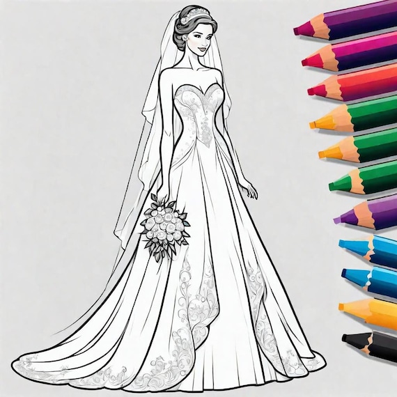 Disegni Da Colorare Abito Da Sposa