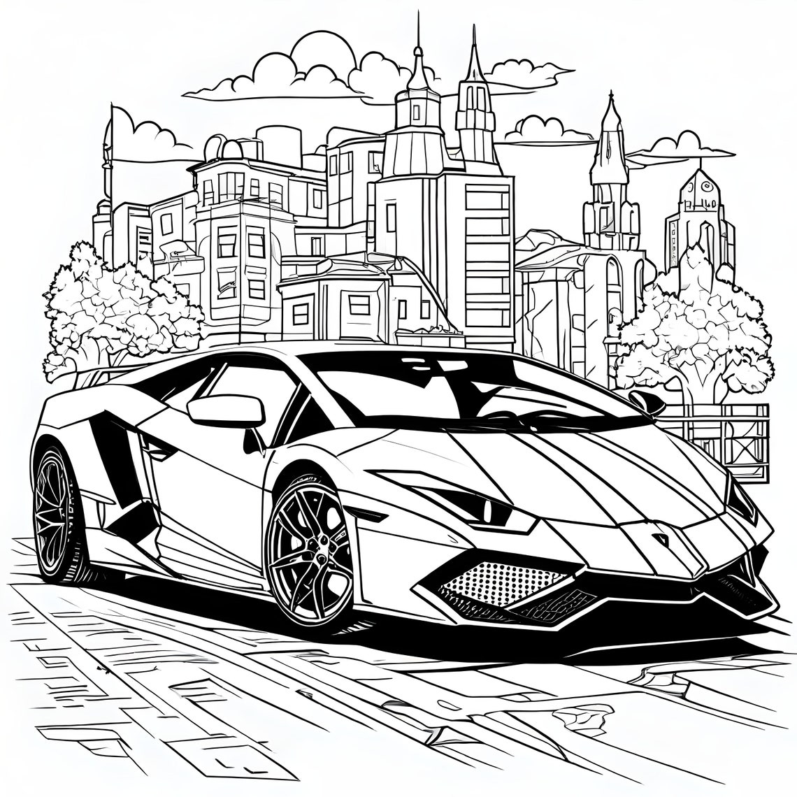 Super Cars Coloring Lamborghini Ferrari Bugatti Porsche 20 Pages - Etsy