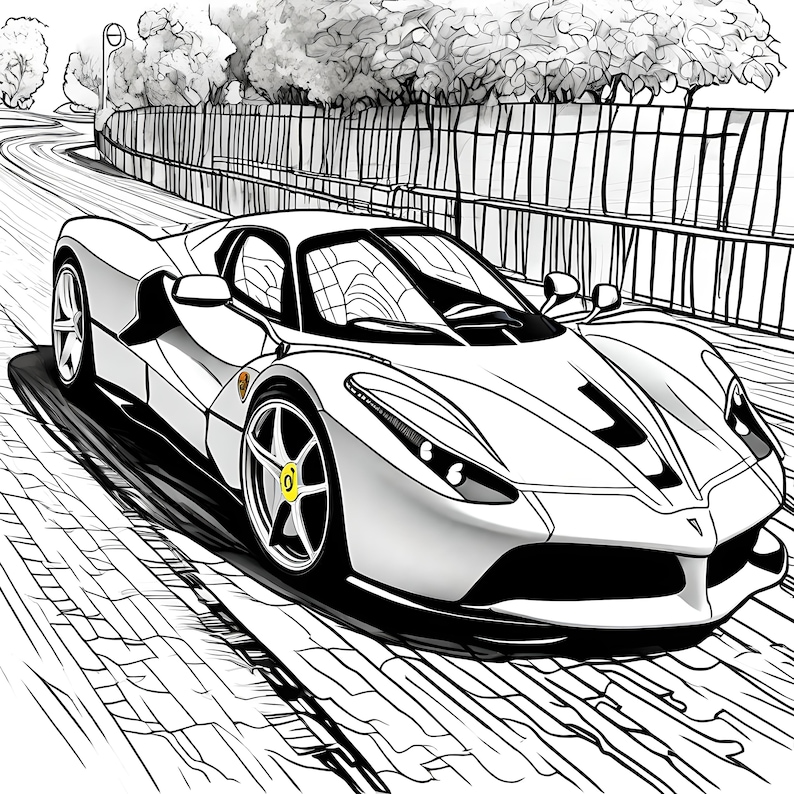 Super Cars Coloring Lamborghini Ferrari Bugatti Porsche 20 Pages - Etsy