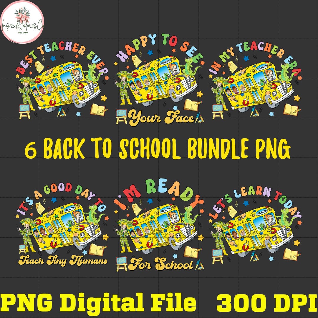 6 School Bus Bundle PNG, Retro Back to School Bundle PNG, Watch Out ...