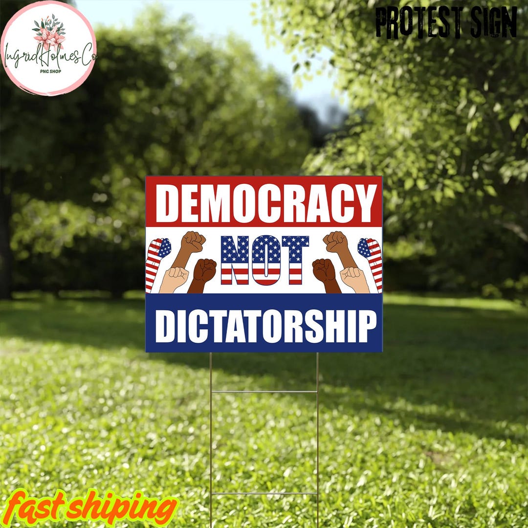 Defend Democracy Yard Sign, Anti-trump Garden Sign, Resist Hate Lawn ...