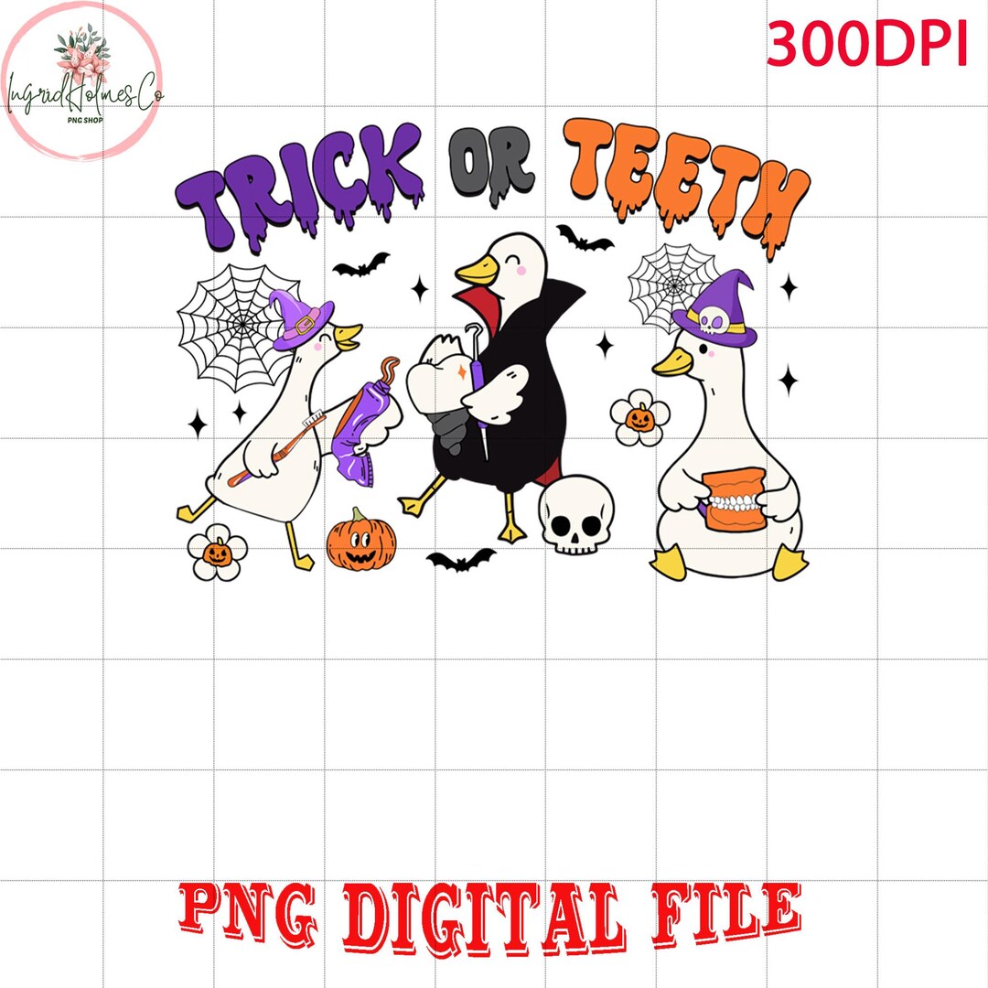 Trick or Treat Brush Your Teeth Png, Halloween Dentist Png, Retro ...