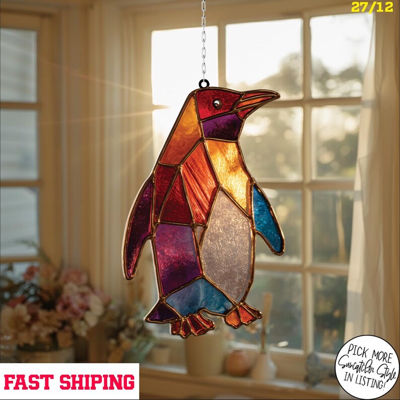 Penguin Acrylic Suncatcher Winter Window Decor, Acrylic Suncatcher ...