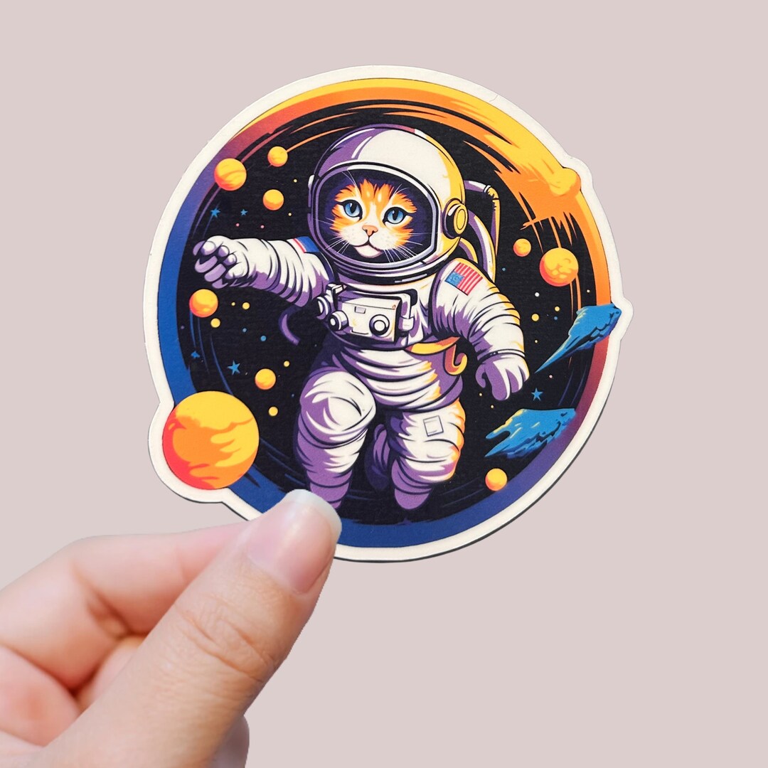 Space Cat Sticker, Cute Aesthetic Sticker, Laptop Sticker, Stickers for ...