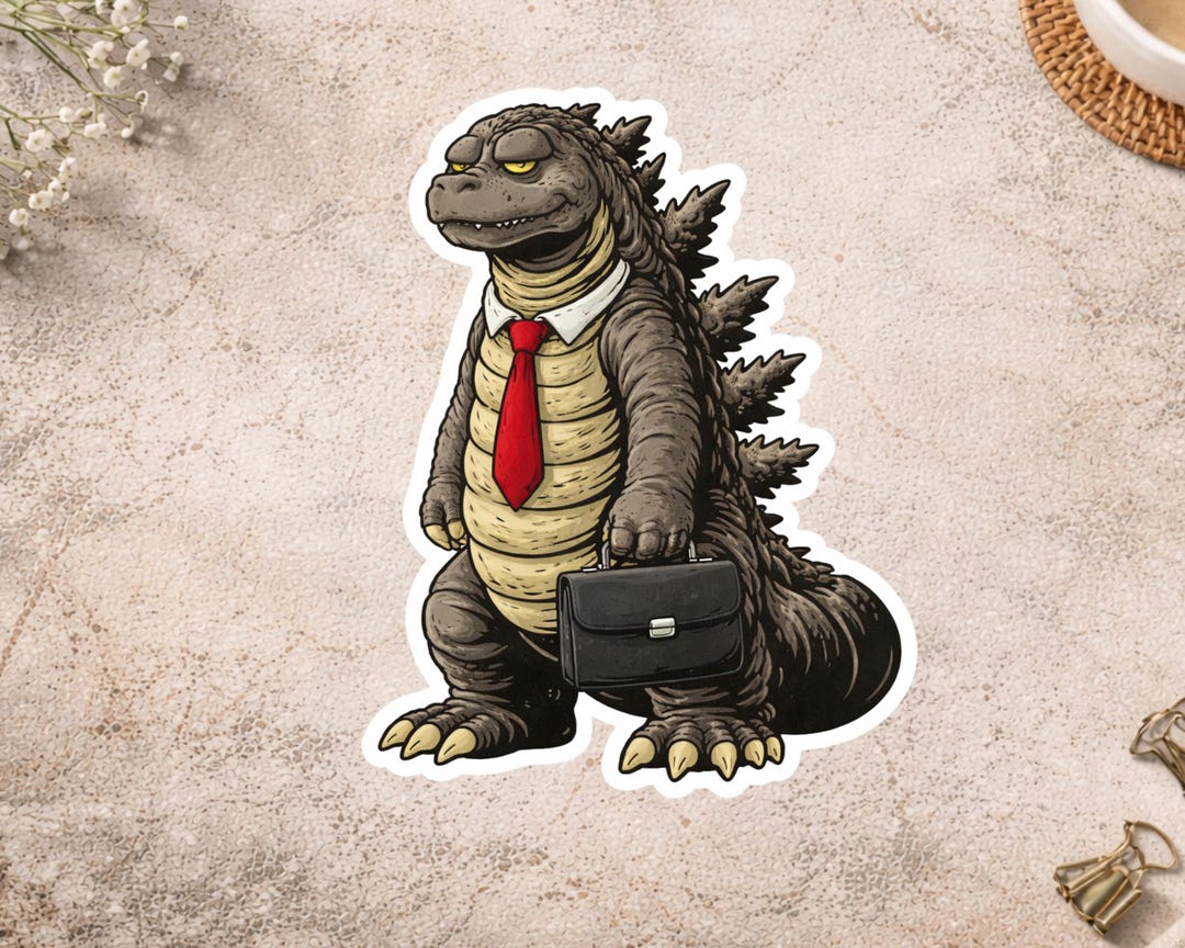 Corporate Godzilla Vinyl Sticker, Funny Office Laptop Decal - Etsy