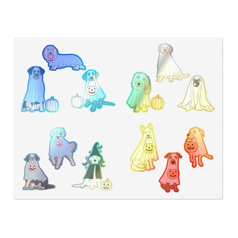 Adorable Halloween Ghost Dog Vinyl Sticker Sheet 12 Stickers ...