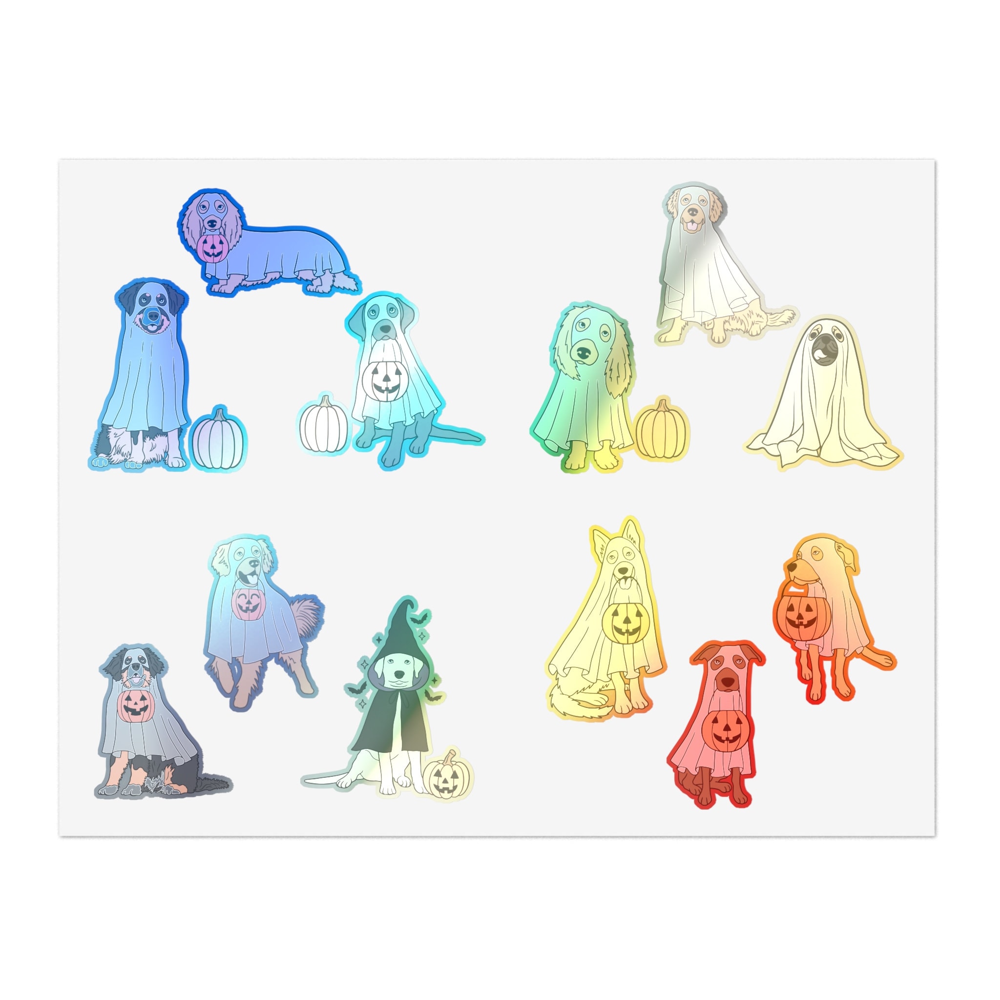 Adorable Halloween Ghost Dog Vinyl Sticker Sheet 12 Stickers ...
