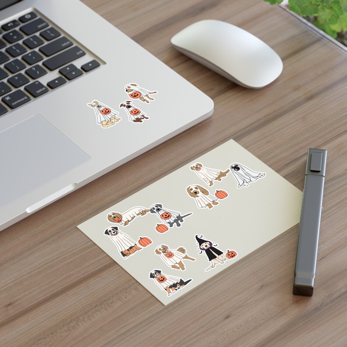 Adorable Halloween Ghost Dog Vinyl Sticker Sheet 12 Stickers ...