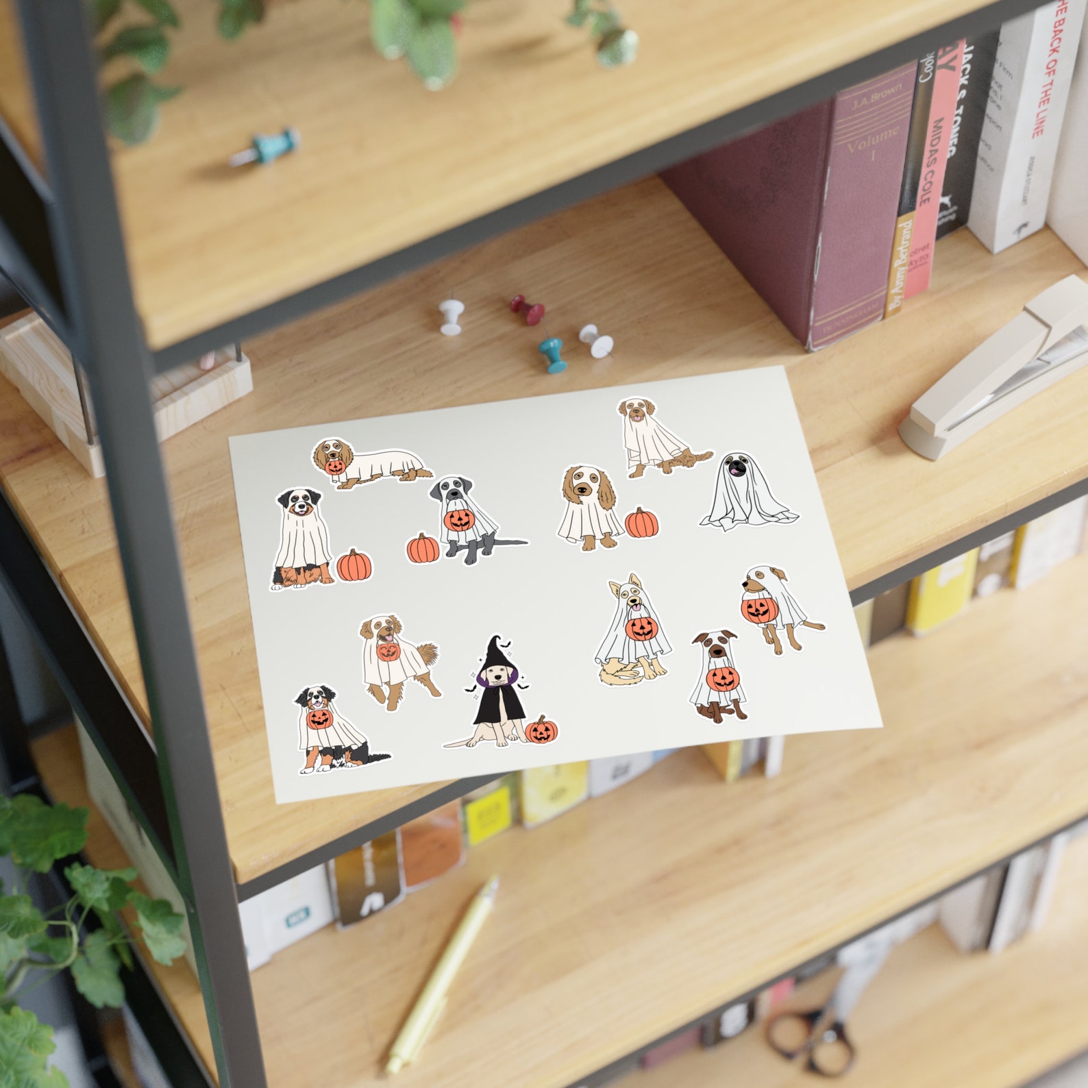 Adorable Halloween Ghost Dog Vinyl Sticker Sheet 12 Stickers ...