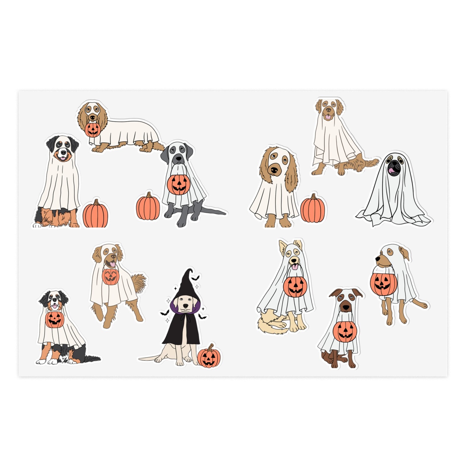 Adorable Halloween Ghost Dog Vinyl Sticker Sheet 12 Stickers ...