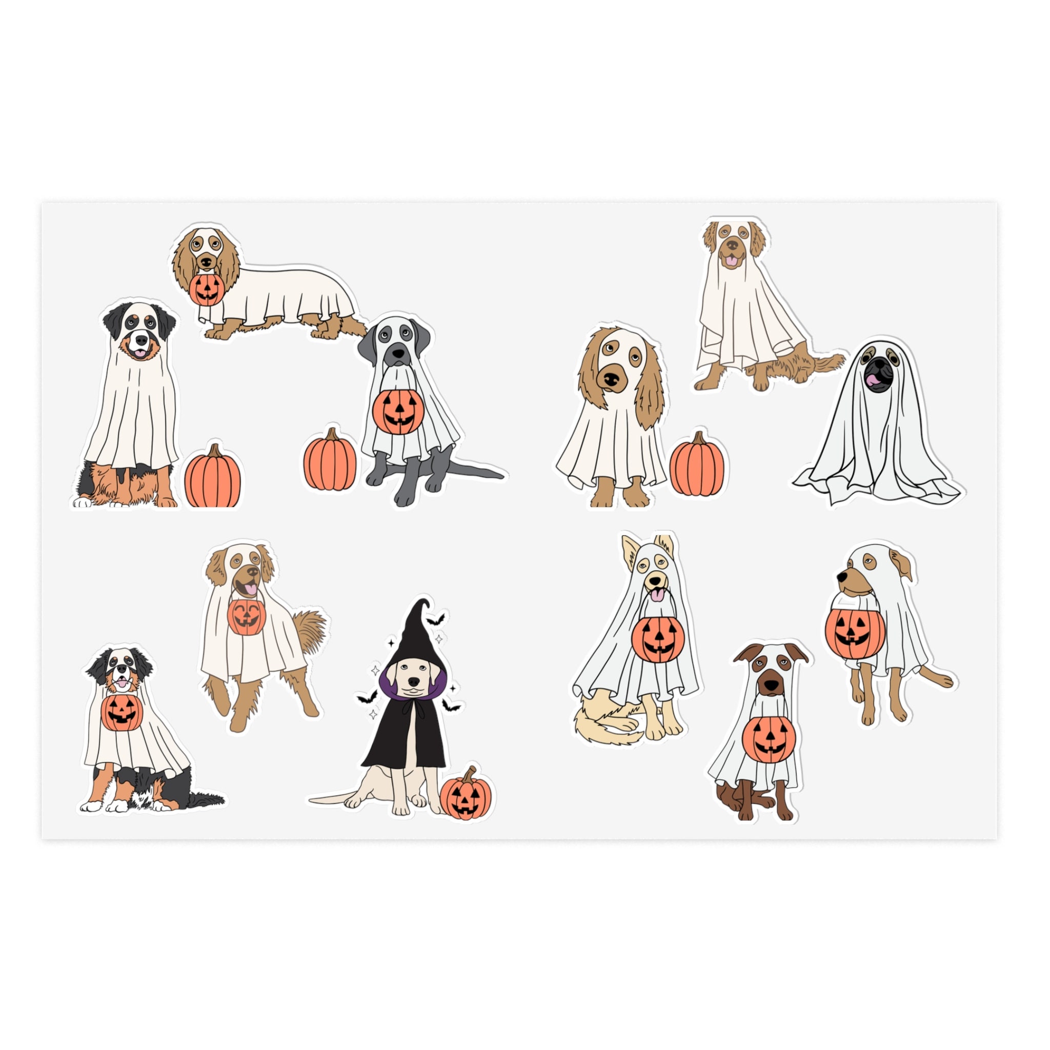 Adorable Halloween Ghost Dog Vinyl Sticker Sheet 12 Stickers ...