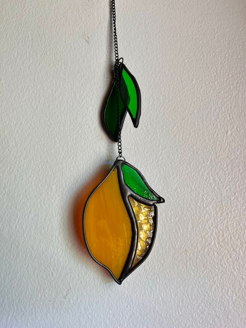 Lemon Stained Glass Suncatcher, Kitchen Decor, Fruit Ornament - Etsy